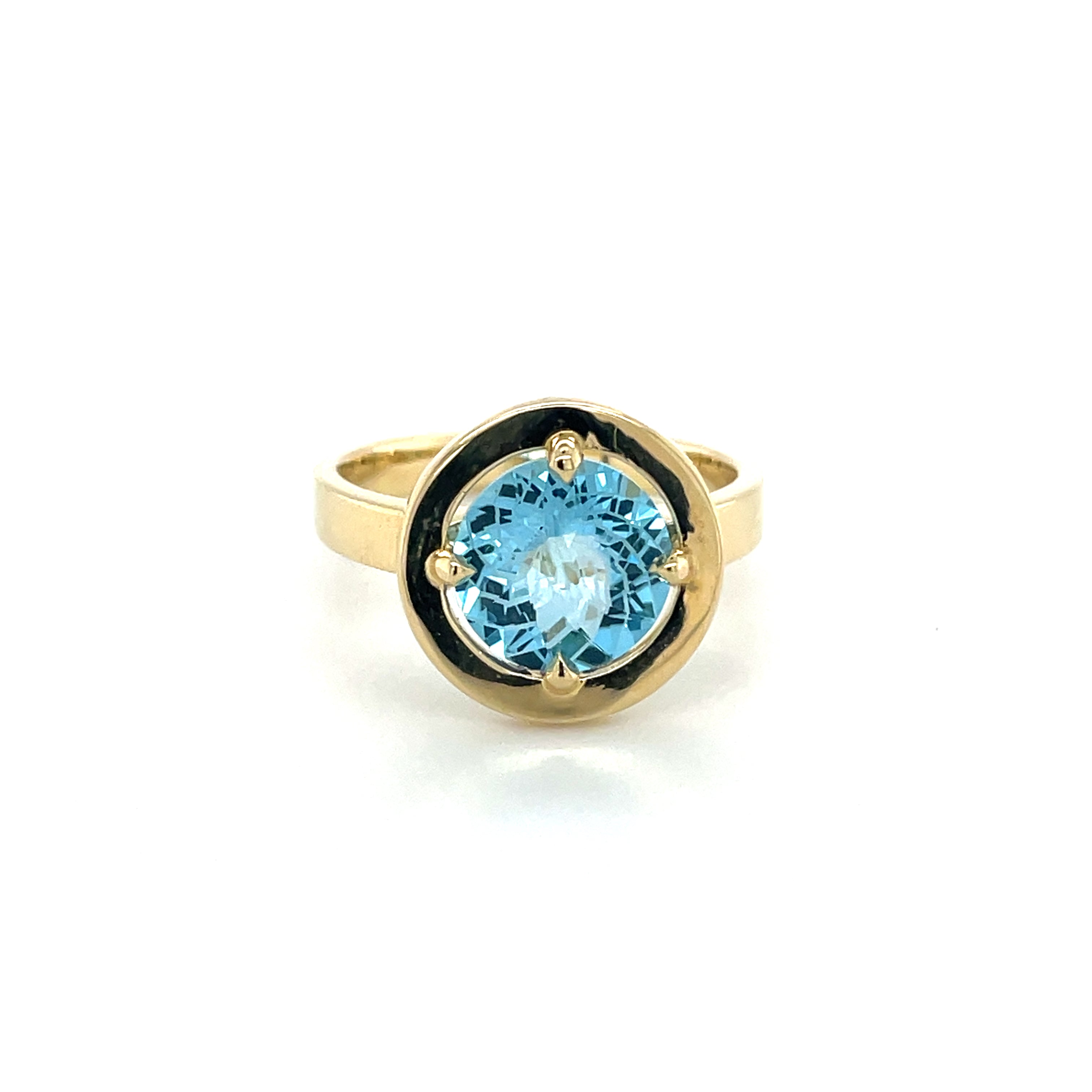 Custom Whirlpool Cut Blue Topaz 18ct Yellow Gold Ring – Matt Loretan ...